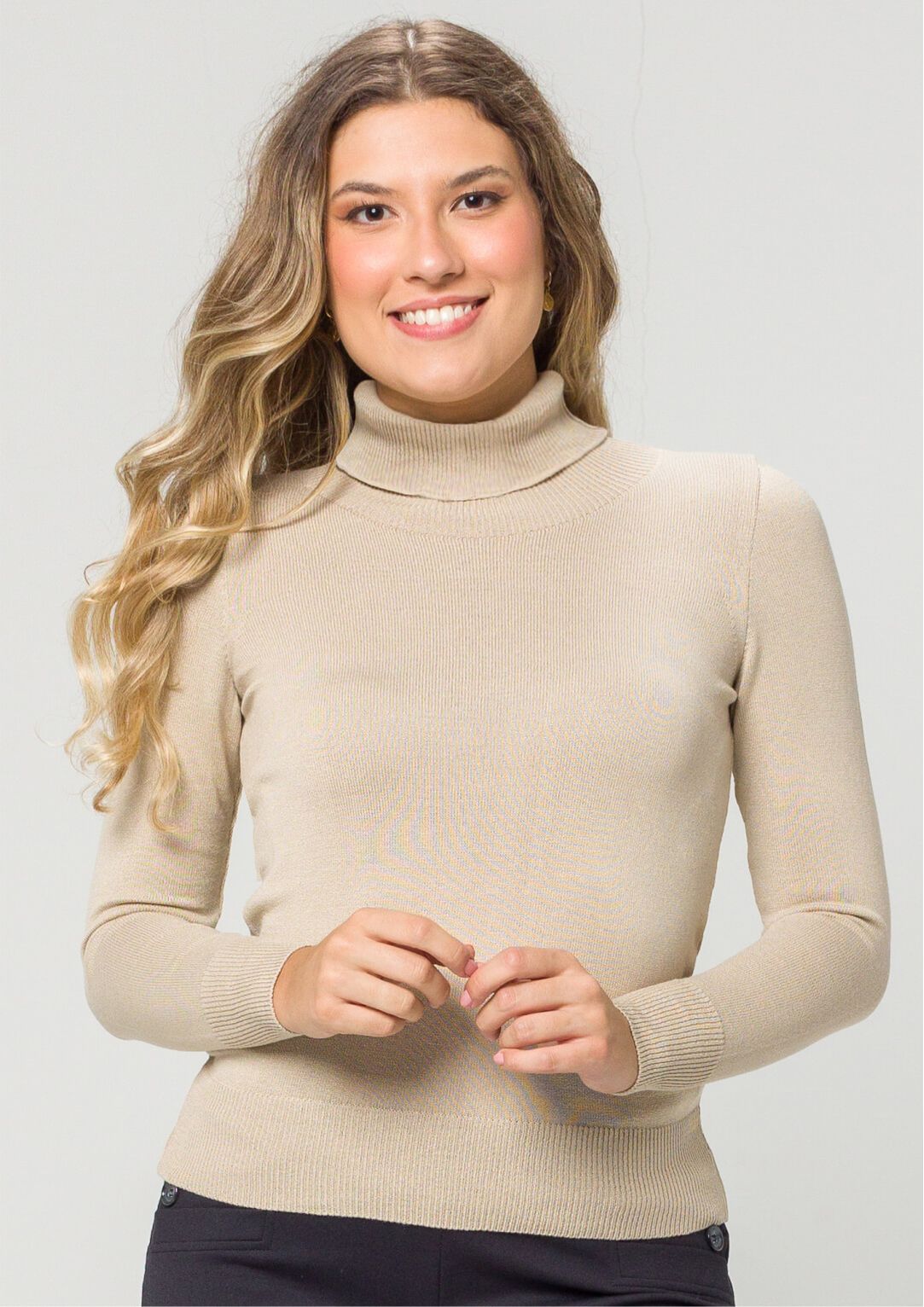 Blusa Cacharrel Manga Longa de Modal Bege - Pau a Pique