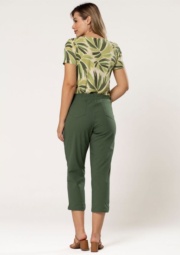 Calça Capri Básica de Linho Verde - Pau a Pique